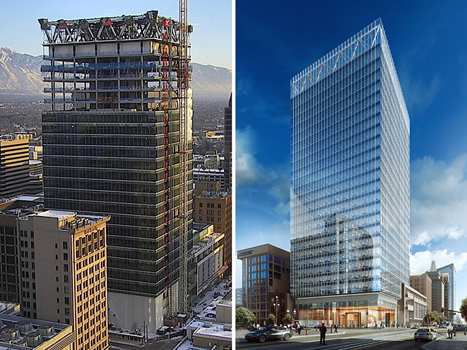 Hat Truss-Supported Office Tower Tops Off in Downtown Salt Lake City – SOM